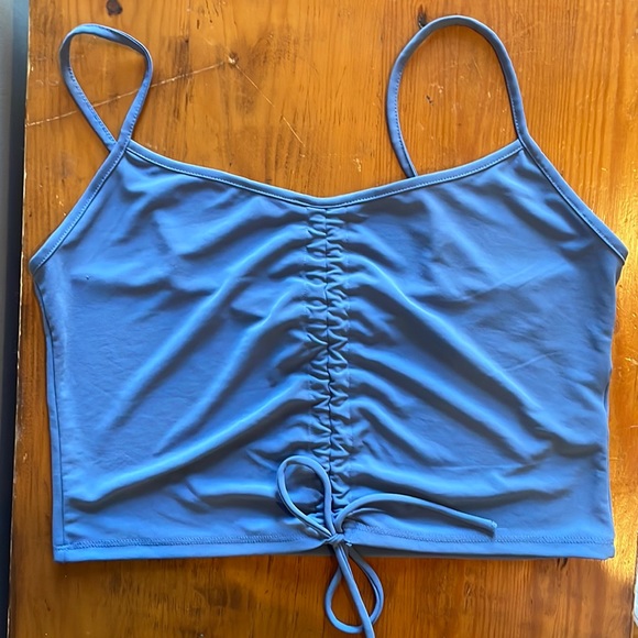 Zara | Tops | Zara Dusty Blue Spaghetti Strap Crop Top | Poshmark